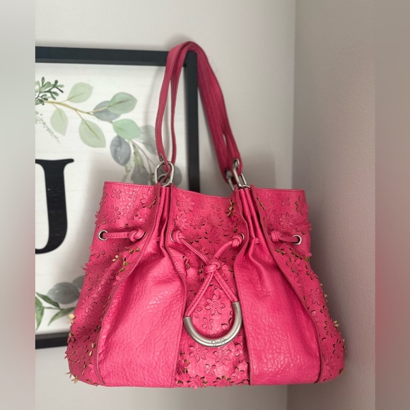 Jessica Simpson | Bags | Jessica Simpson Pink Laser Cut Flower Shoulder ...